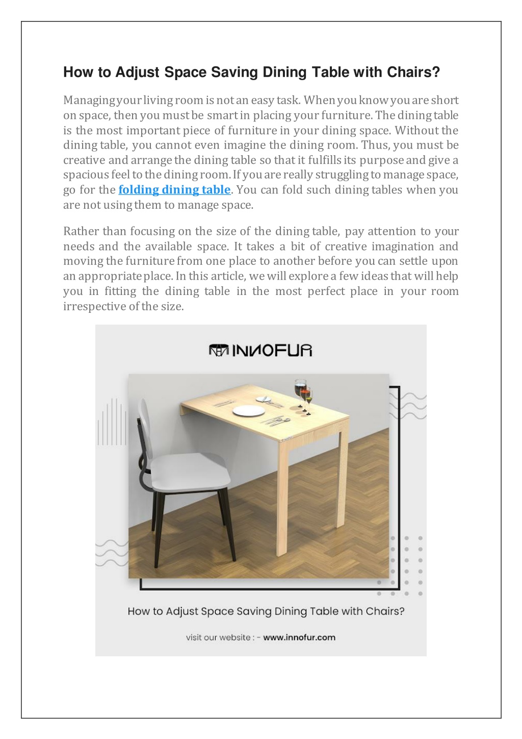 PPT - Innofur - How to Adjust Space Saving Dining Table with Chairs ...