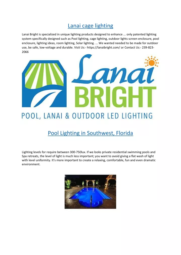 PPT - Lanai cage lighting PowerPoint Presentation, free download - ID:11899740