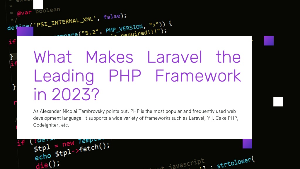 PPT - Laravel the Leading PHP Framework PowerPoint Presentation, free ...