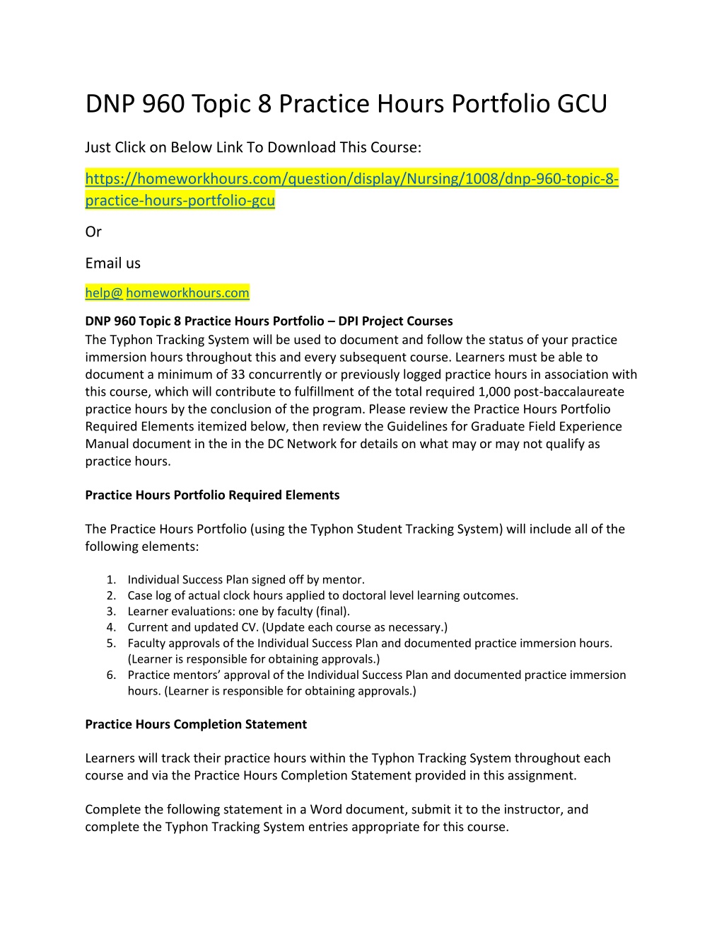 PPT - DNP 960 Topic 8 Practice Hours Portfolio GCU PowerPoint ...