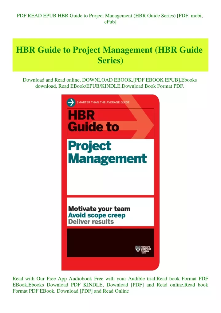 Ppt Pdf Read Epub Hbr Guide To Project Management Hbr Guide Series