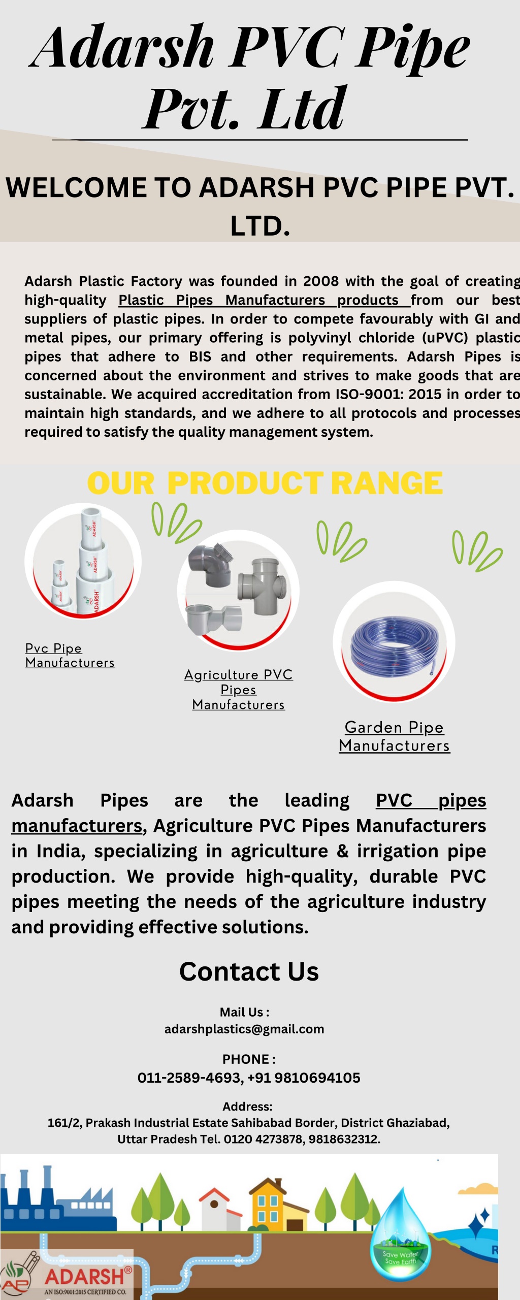 PPT - Pvc Pipe Manufacturers -Adarsh PVC Pipe Pvt. Ltd PowerPoint ...