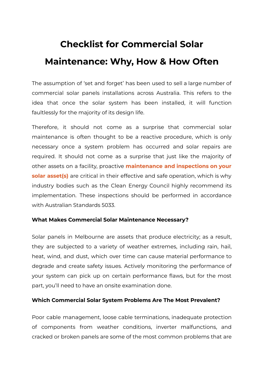 PPT - Checklist for Commercial Solar Maintenance Why, How & How Often ...