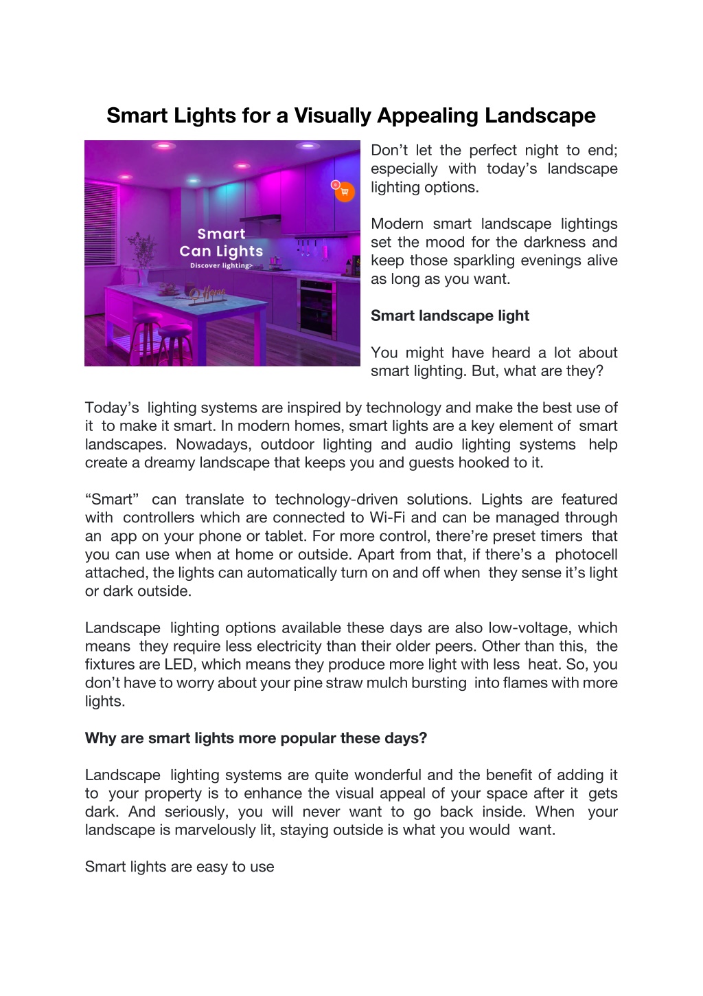 PPT - Smart Lights for a Visually Appealing Landscape PowerPoint ...