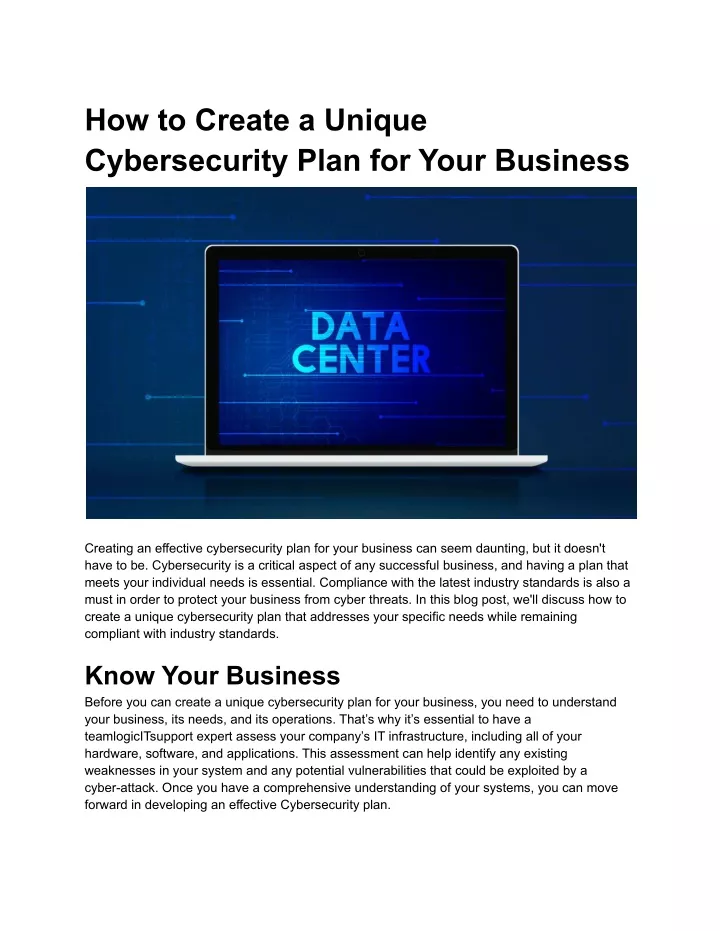 PPT - How to Create a Unique Cybersecurity Plan for Your Business (2 ...