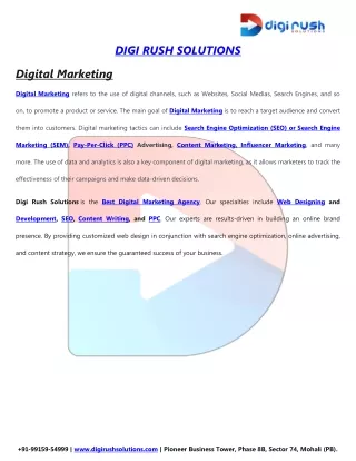 PPT - Best Digital Marketing Agency | Digi Rush Solutions | Call : 99159-54999 PowerPoint ...