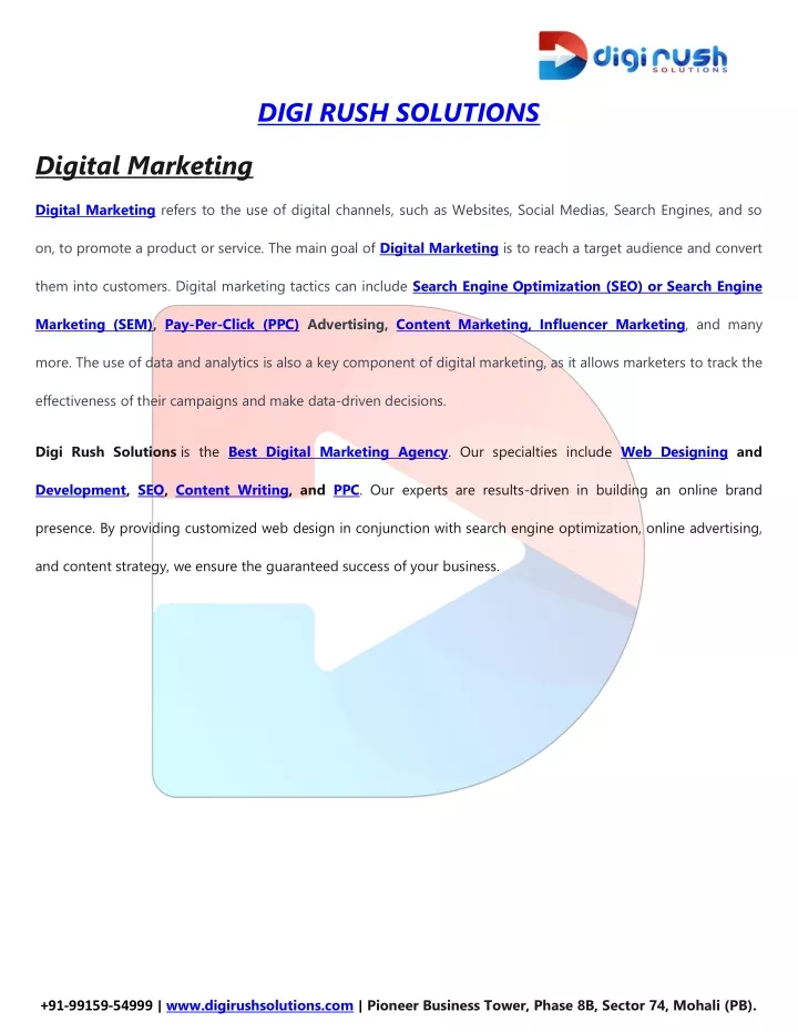 PPT - Best Digital Marketing Agency | Digi Rush Solutions | Call ...