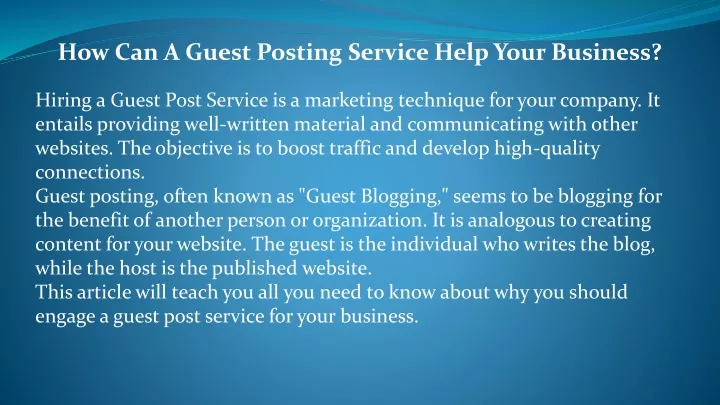 PPT - How Can A Guest Posting Service Help Your Business - ACG Digital ...