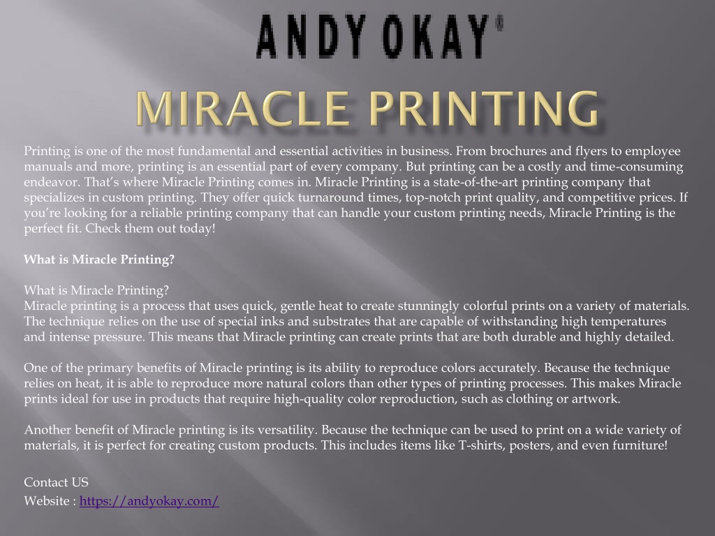 PPT - Miracle Printing PowerPoint Presentation, free download - ID:11913341