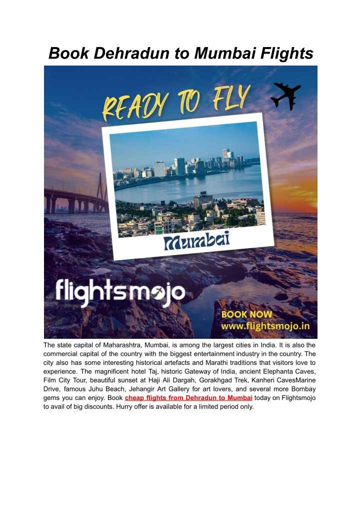 Ppt Dehradun To Mumbai Flights Powerpoint Presentation Free Download