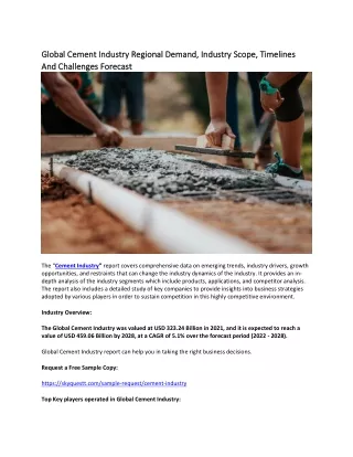PPT - Global Cement Industry Regional Demand, Industry Scope, Timelines ...