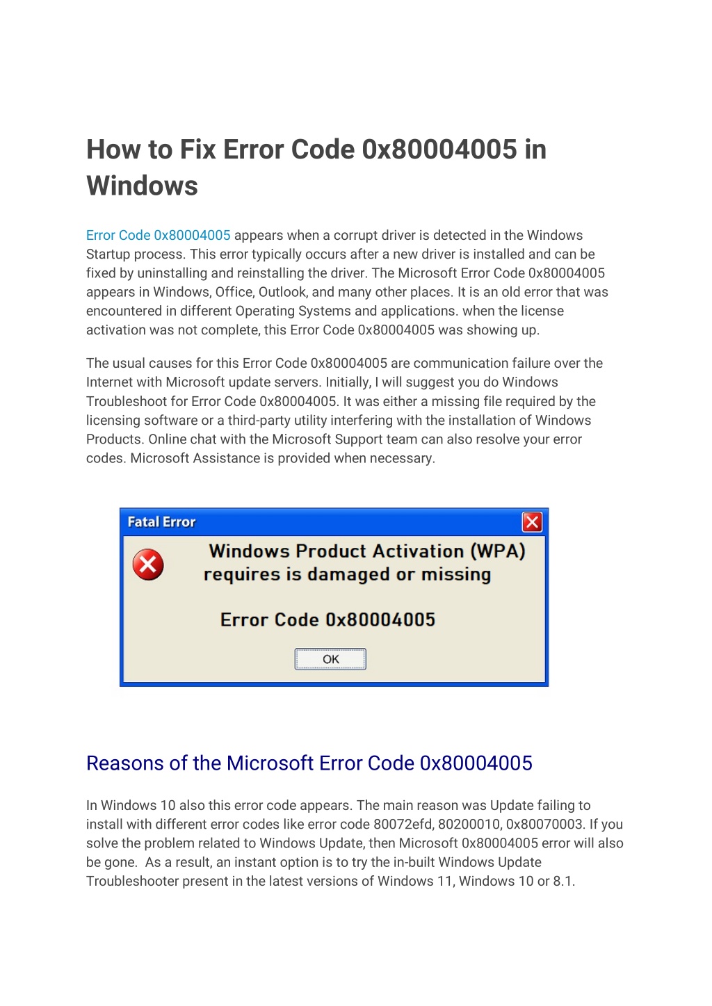 PPT - How to Fix Error Code 0x80004005 in Windows PowerPoint Presentation - ID:11919295
