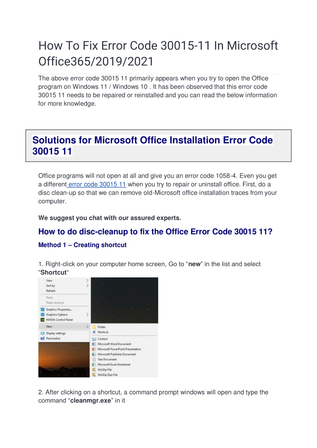PPT - How To Fix Error Code 30015-11 In Microsoft Office365/2019/2021 PowerPoint Presentation ...
