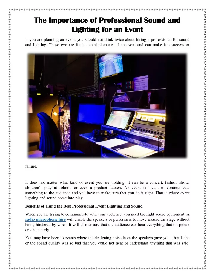 PPT - The Importance of Professional Sound and Lighting for an Event ...
