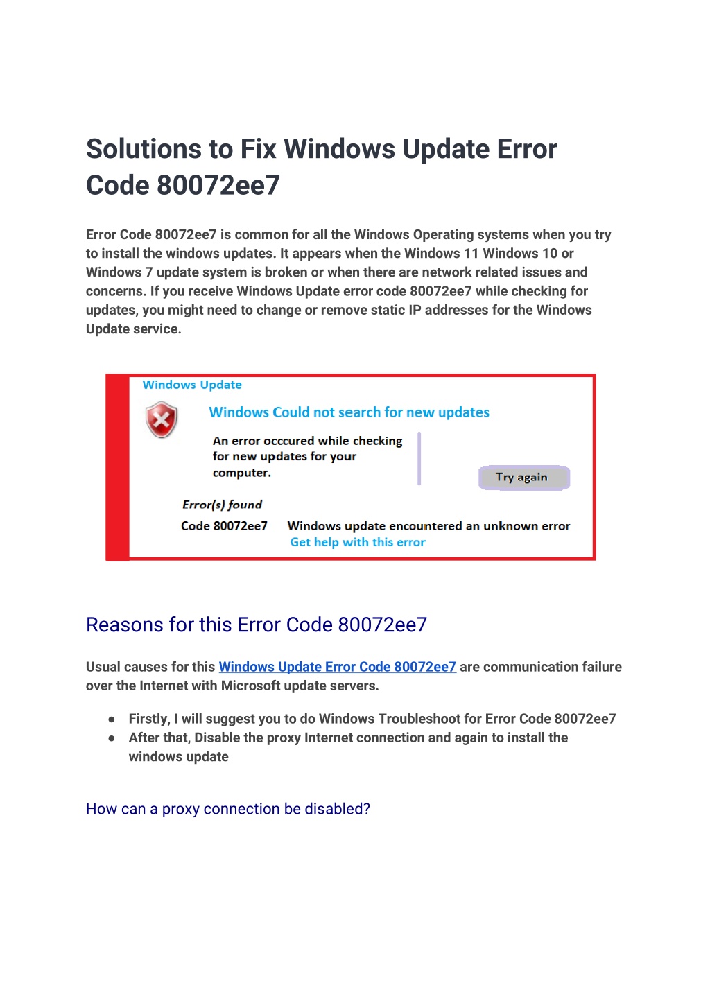 PPT - Solutions to Fix Windows Update Error Code 80072ee7 PowerPoint ...
