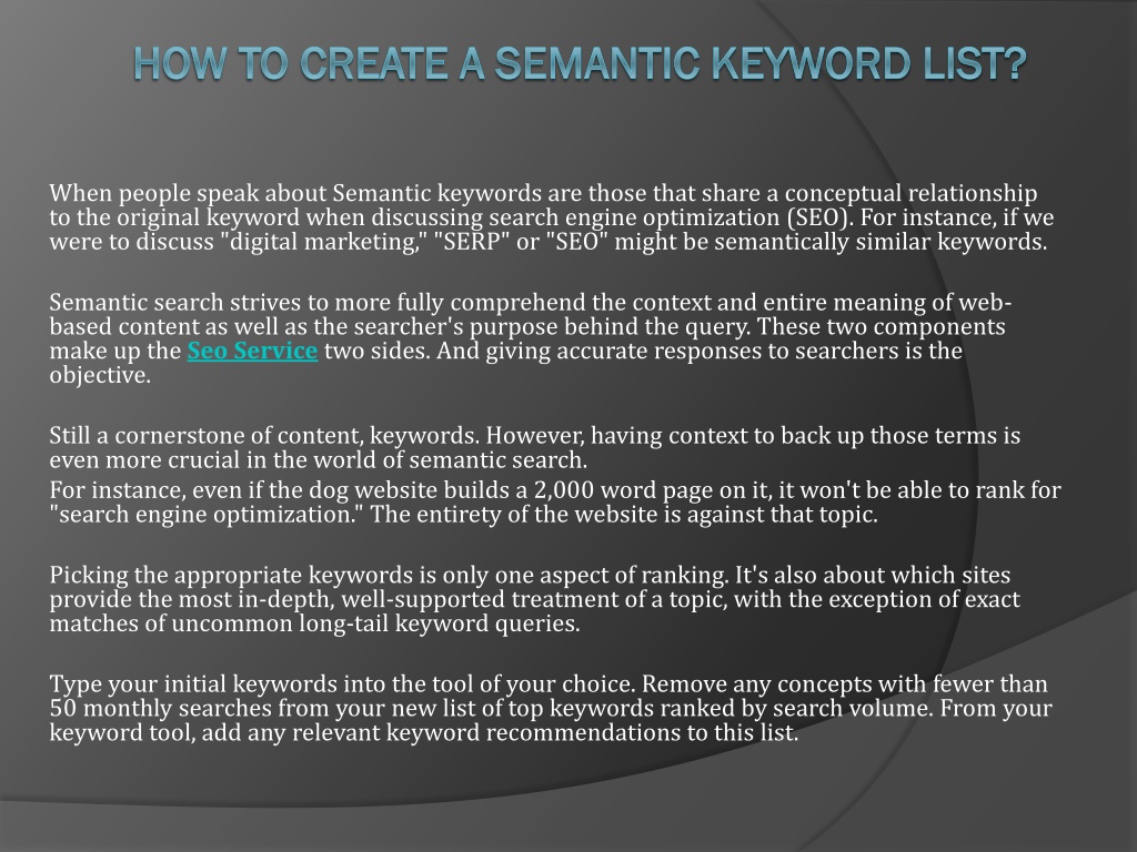 PPT - How To Create A Semantic Keyword List PowerPoint Presentation ...