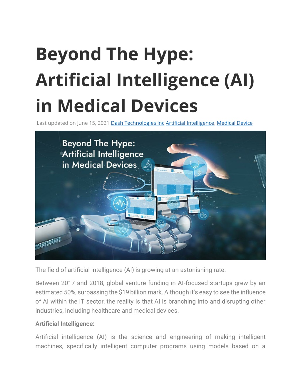 PPT - Beyond The Hype: Artificial Intelligence (AI) in Medical Devices ...