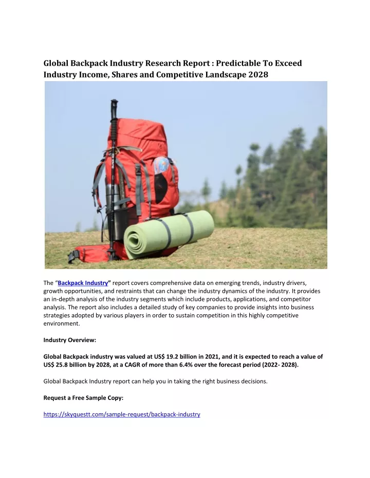 PPT - Global Backpack Industry Research Report : Predictable To Exceed ...