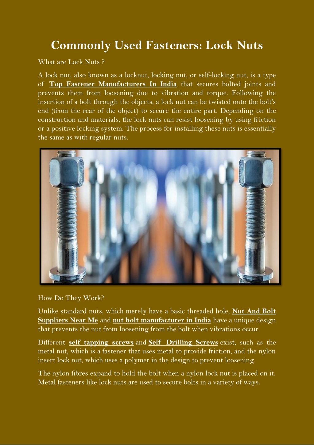 PPT - Commonly Used Fasteners Lock Nuts PowerPoint Presentation, free ...