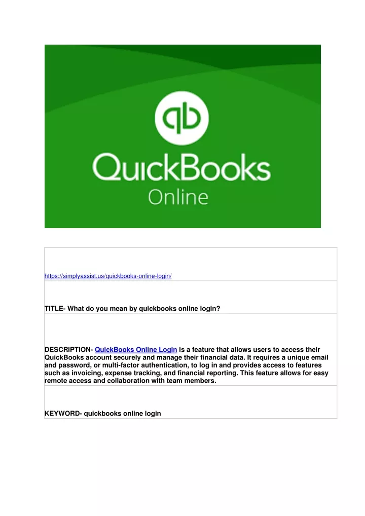 PPT - What do you mean by quickbooks online login? PowerPoint ...