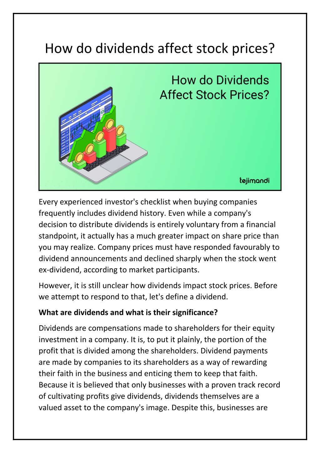 PPT - How do dividends affect stock prices PowerPoint Presentation ...