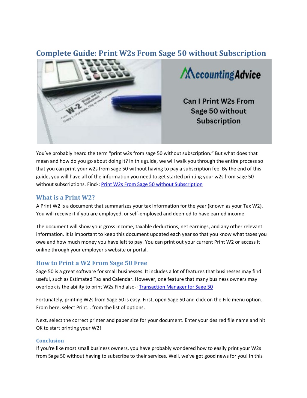 PPT - Complete Guide Print W2s From Sage 50 without Subscription ...