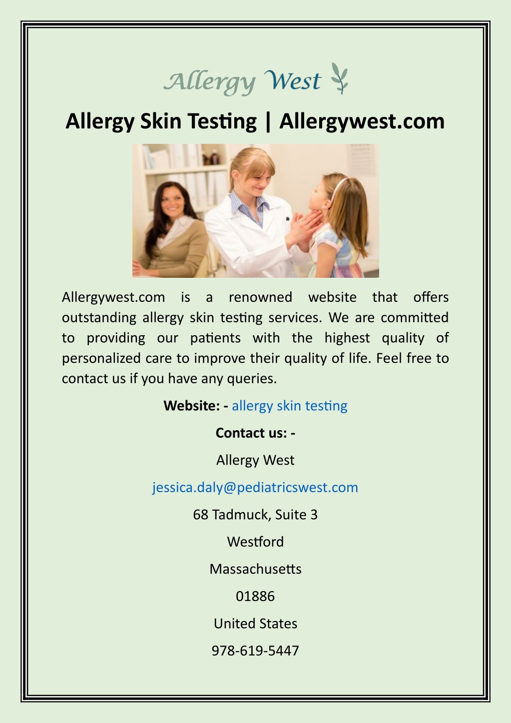 PPT - Allergy Skin Testing Allergywest PowerPoint Presentation, free ...