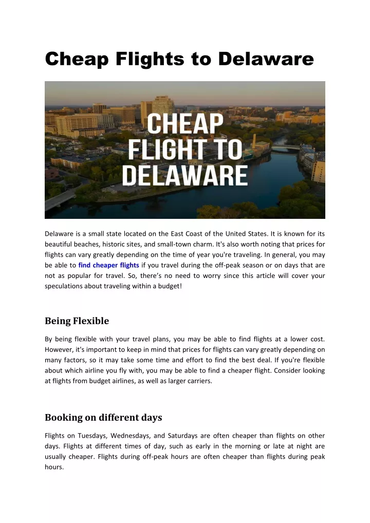 Ppt Cheap Flights To Delaware Powerpoint Presentation Free Download