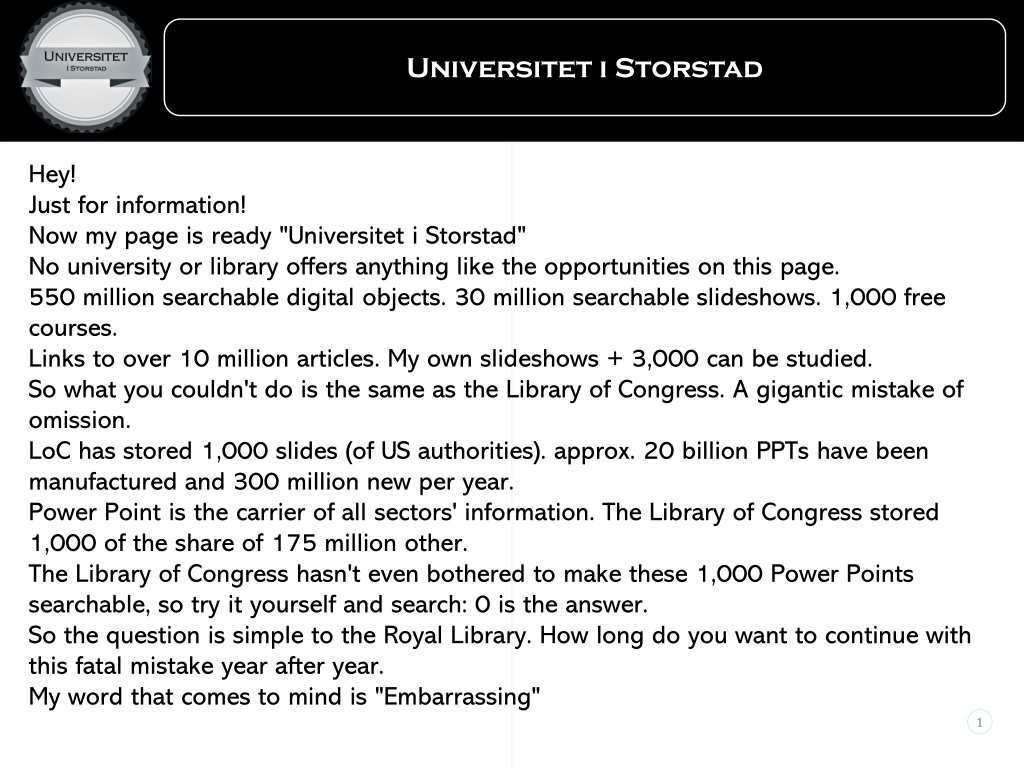 PPT - Open letter Universitet i Storstad PowerPoint Presentation, free ...