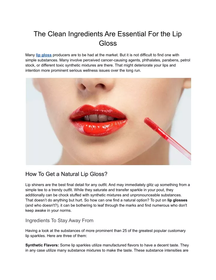 PPT - The Clean Ingredients Are Essential For the Lip Gloss PowerPoint ...