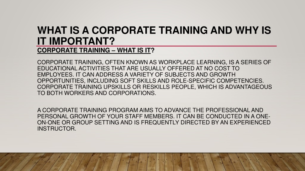 PPT - What is a corporate training and why is 1-2 PowerPoint ...