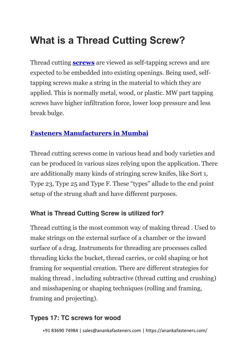 PPT - What is a Thread Cutting Screw PowerPoint Presentation, free download - ID:11941036