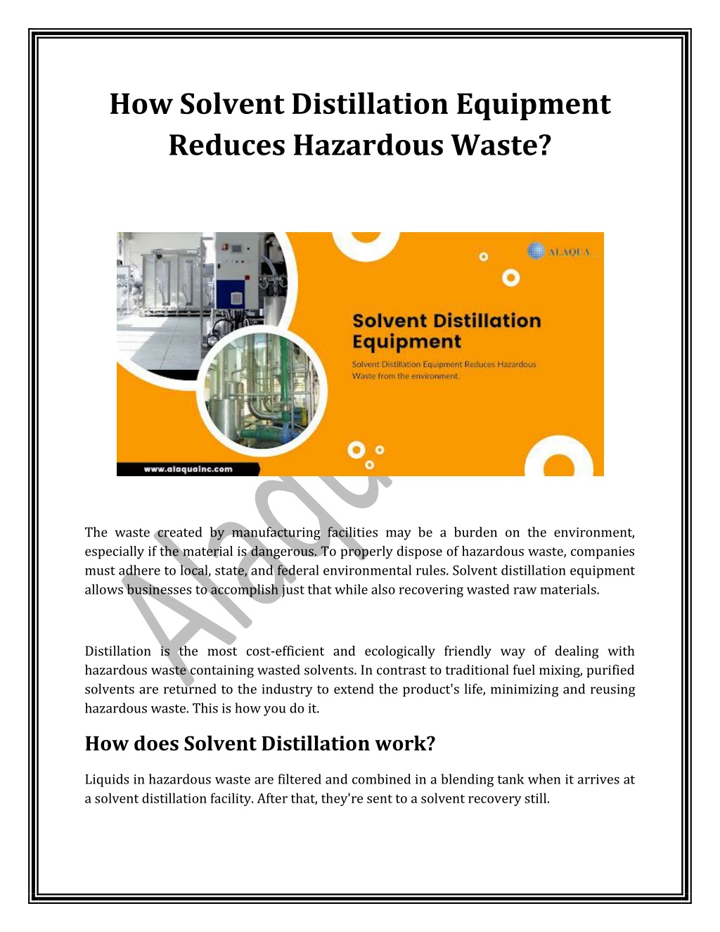 PPT - How Solvent Distillation Equipment Reduces Hazardous Waste ...