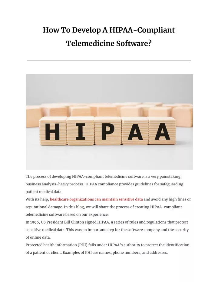 Ppt How To Develop A Hipaa Compliant Telemedicine Software