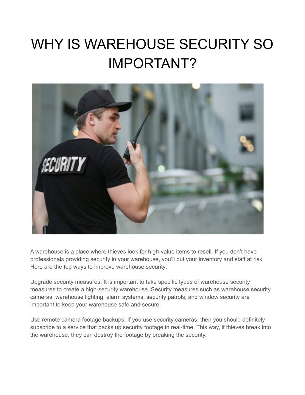 PPT - WHY IS WAREHOUSE SECURITY SO IMPORTANT PowerPoint Presentation ...