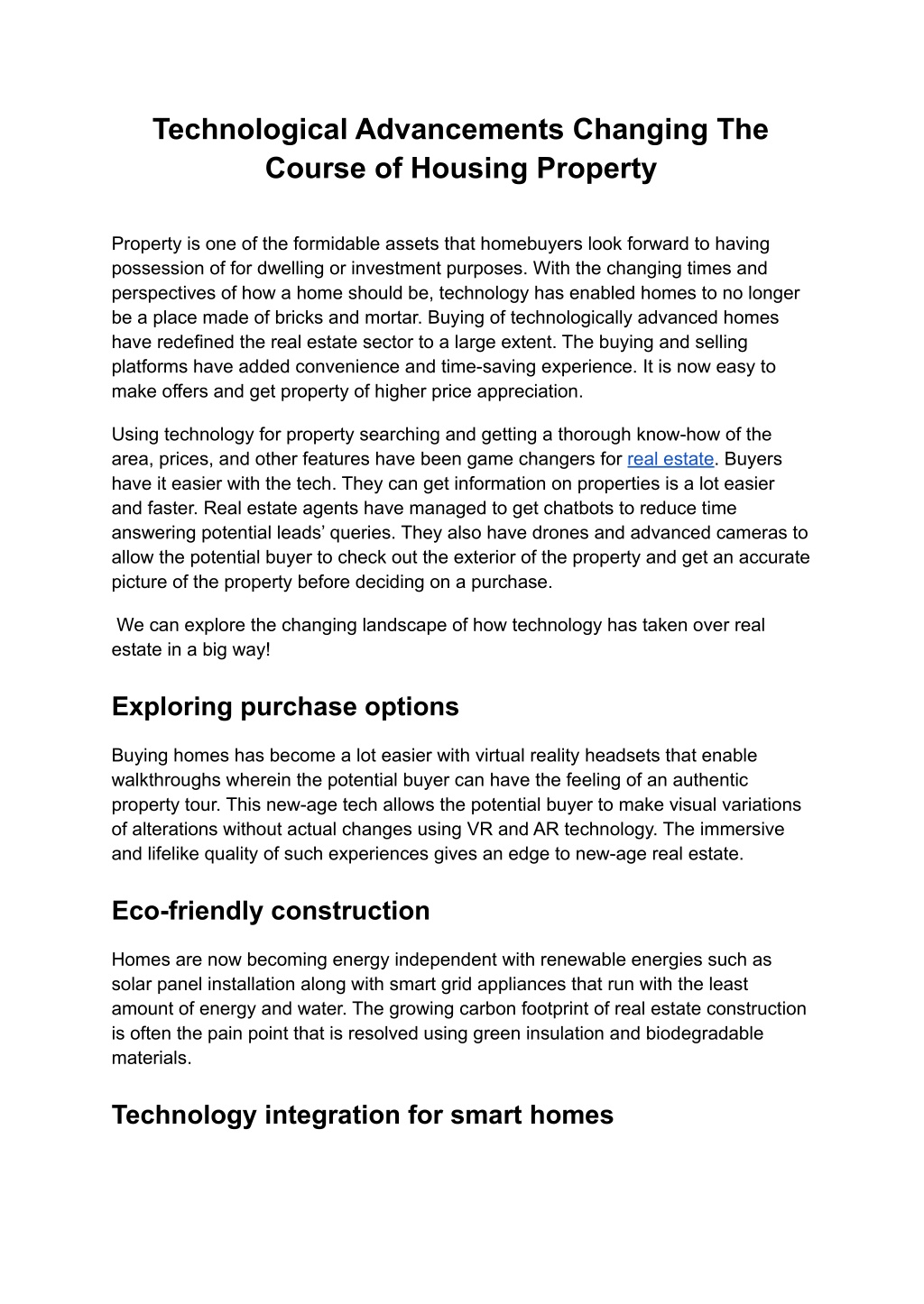 PPT - Technological Advancements Changing The Course of Housing ...