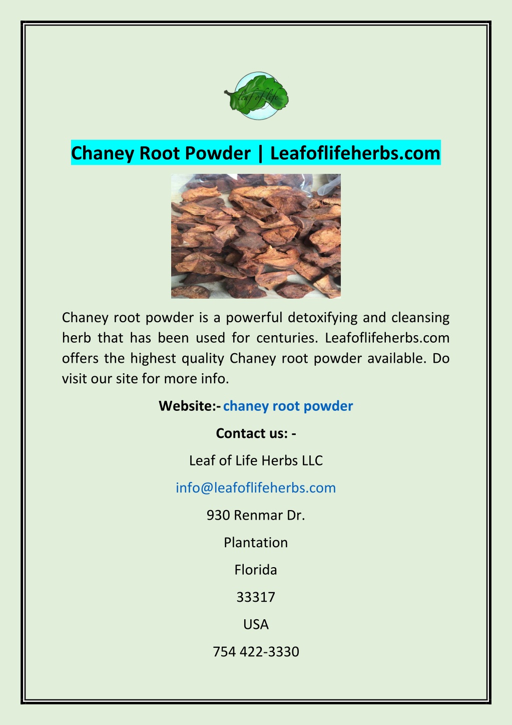PPT - Chaney Root Powder | Leafoflifeherbs.com PowerPoint Presentation ...