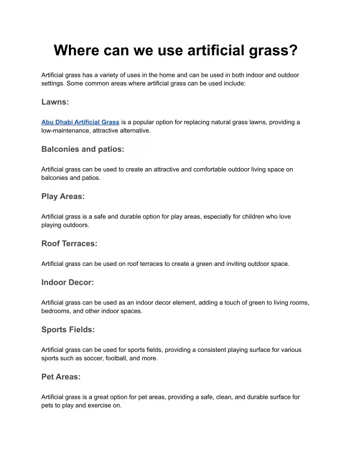 PPT - Where can we use Artificial Grass? PowerPoint Presentation, free ...