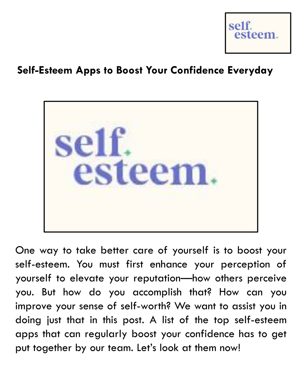 PPT - Self-Esteem Apps to Boost Your Confidence Everyday PowerPoint ...