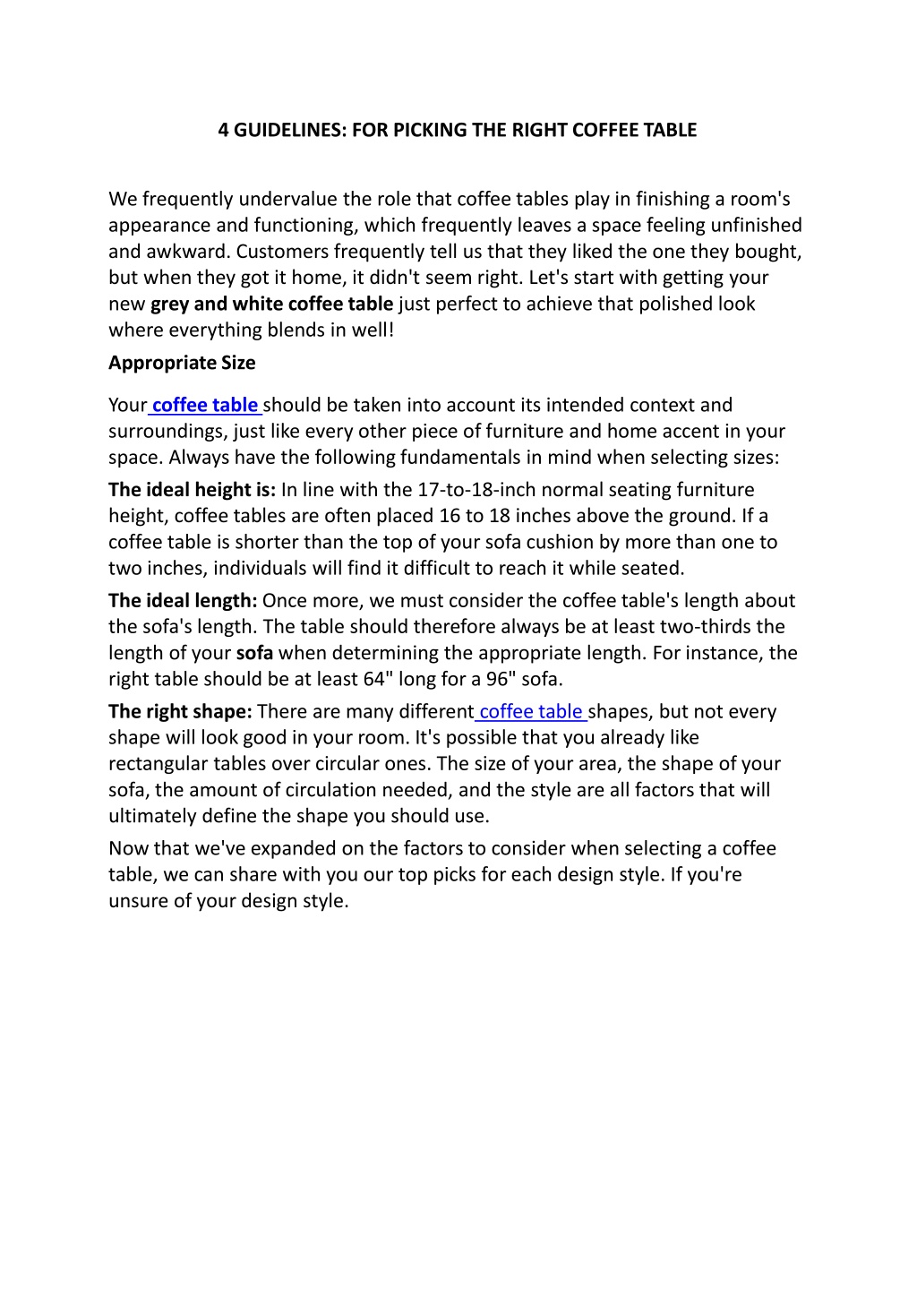PPT - 4 GUIDELINES: FOR PICKING THE RIGHT COFFEE TABLE PowerPoint ...