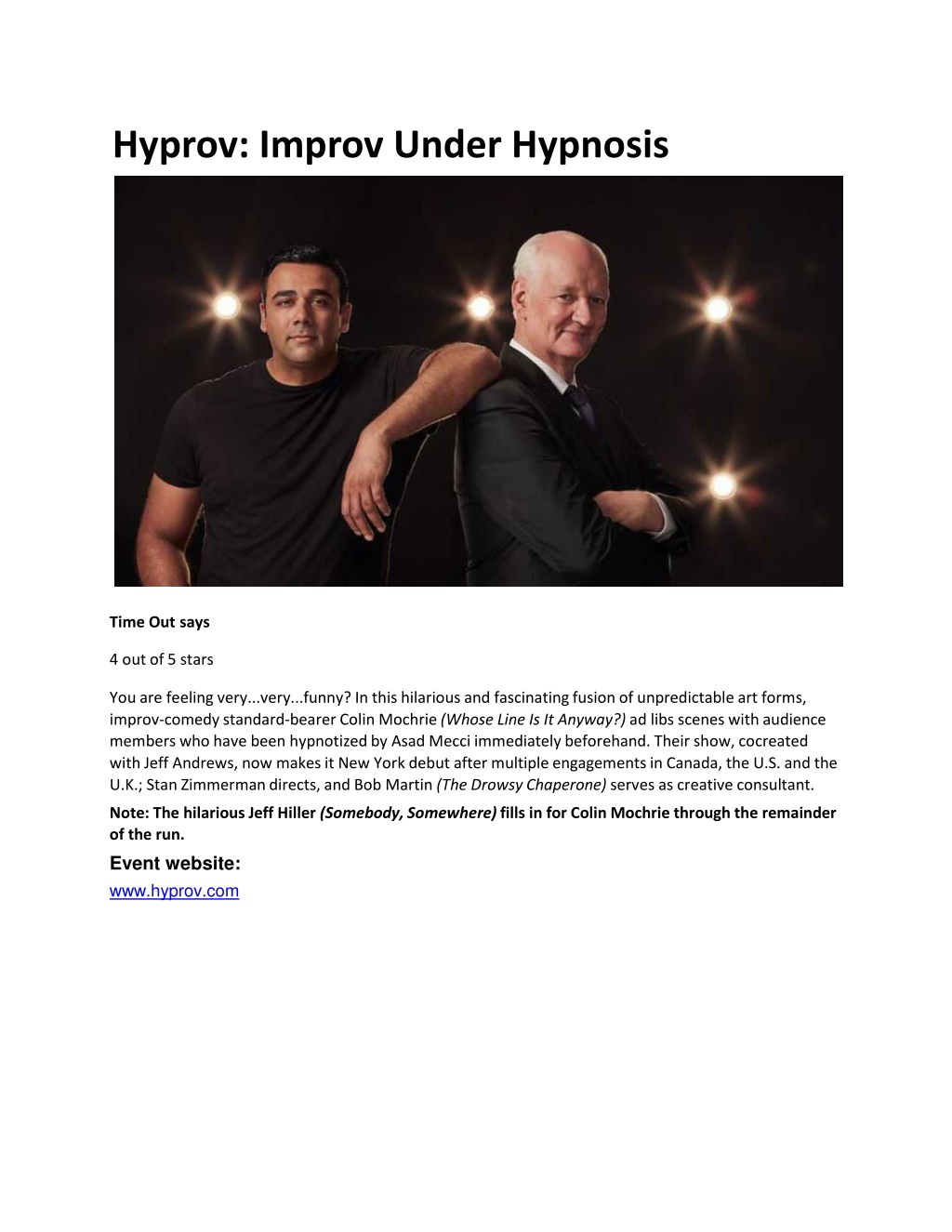 PPT - Hyprov: Improv Under Hypnosis | Theater in New York PowerPoint ...
