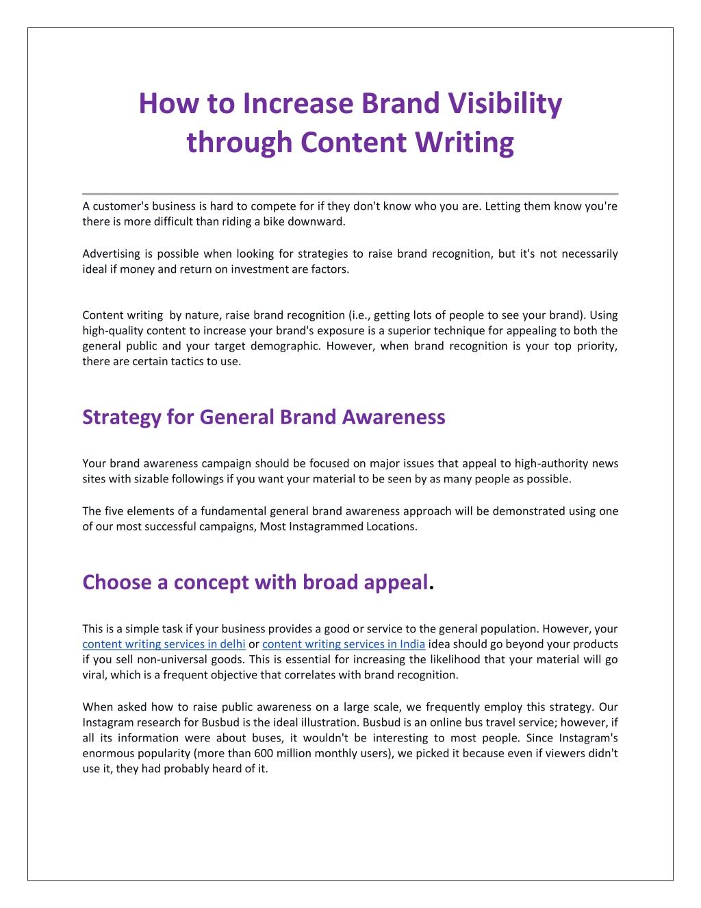 PPT - How to Increase Brand Visibility through Content Writing ...