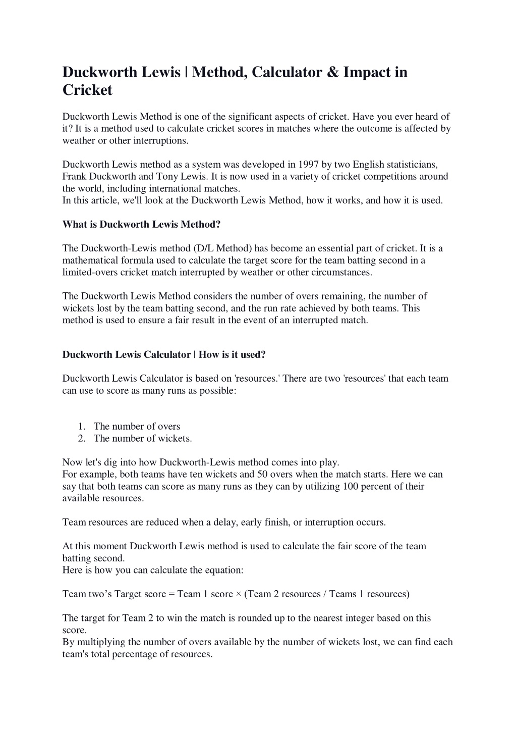 PPT - Duckworth Lewis PowerPoint Presentation, free download - ID:11955218