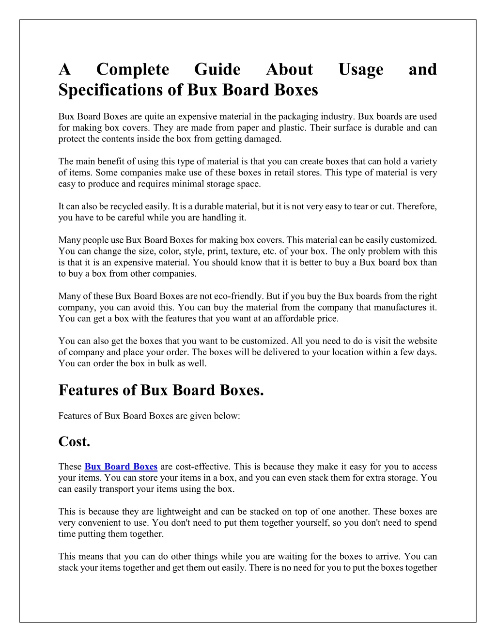 PPT - Complete Guide About Usage and Benefits of Bux Board Boxes ...