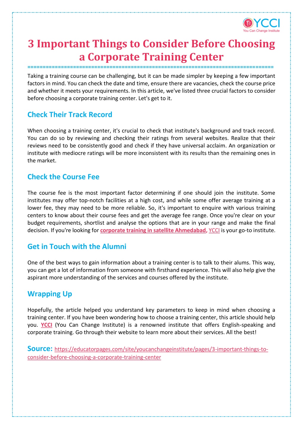 PPT - 3 Important Things to Consider Before Choosing a Corporate ...