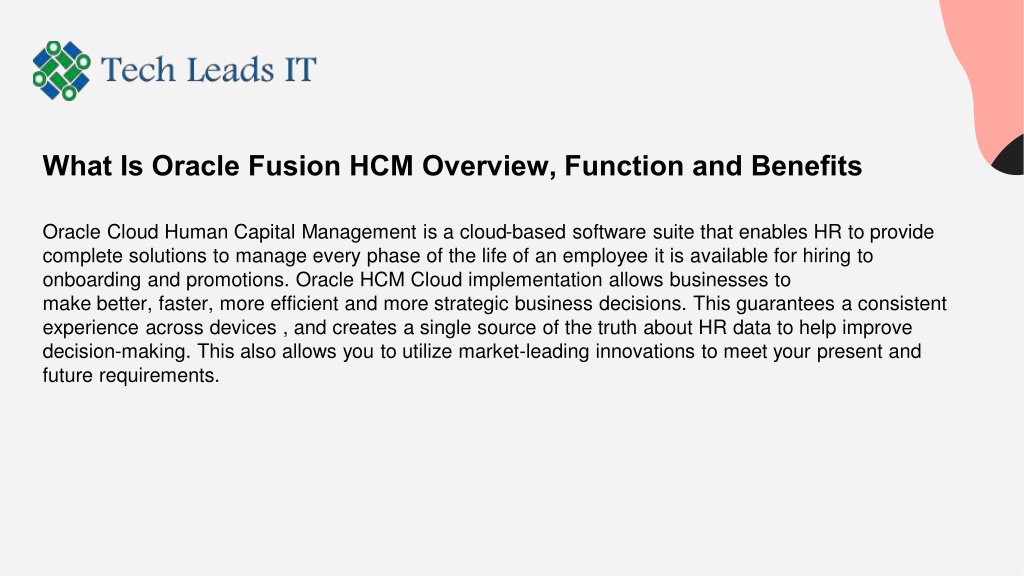 PPT - What Is Oracle Fusion HCM Overview Function and Benefits ...