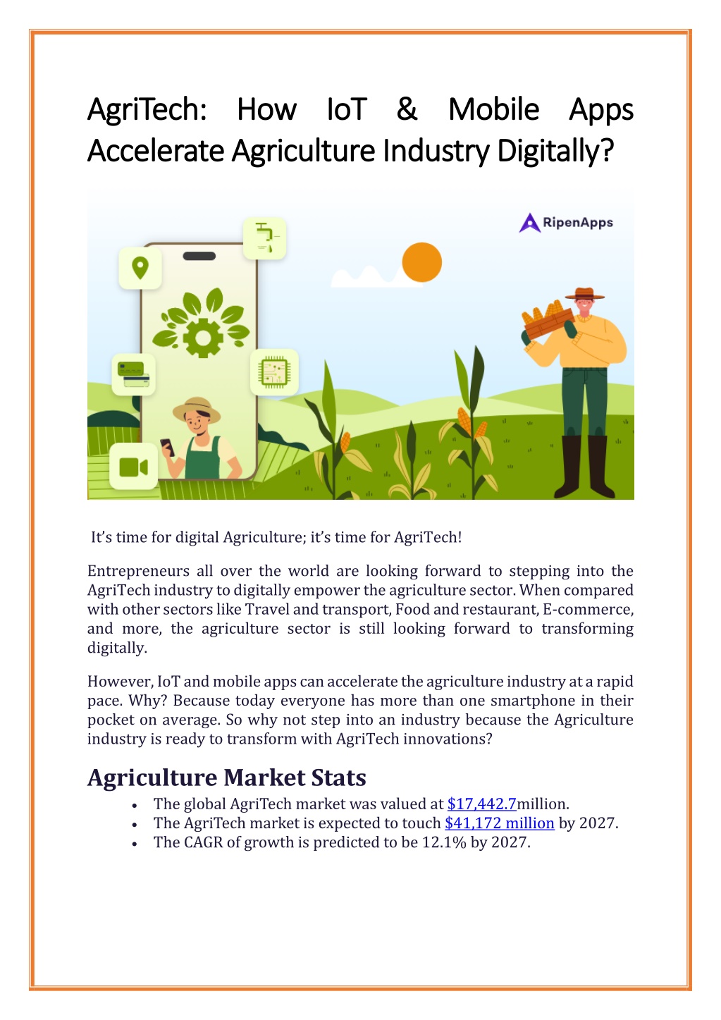 PPT - AgriTech How IoT & Mobile Apps Accelerate Agriculture Industry Digitally PowerPoint ...