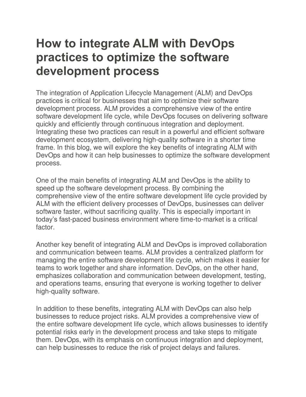 PPT - How to integrate ALM with DevOps practices to optimize the software development PowerPoint ...