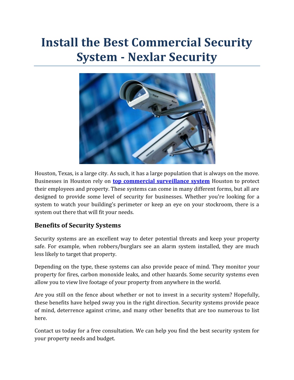 PPT - Install the Best Commercial Security System - Nexlar Security ...