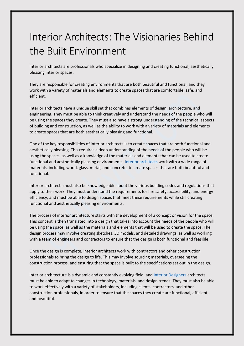 PPT - Interior Architects: The Visionaries Behind the Built Environment ...
